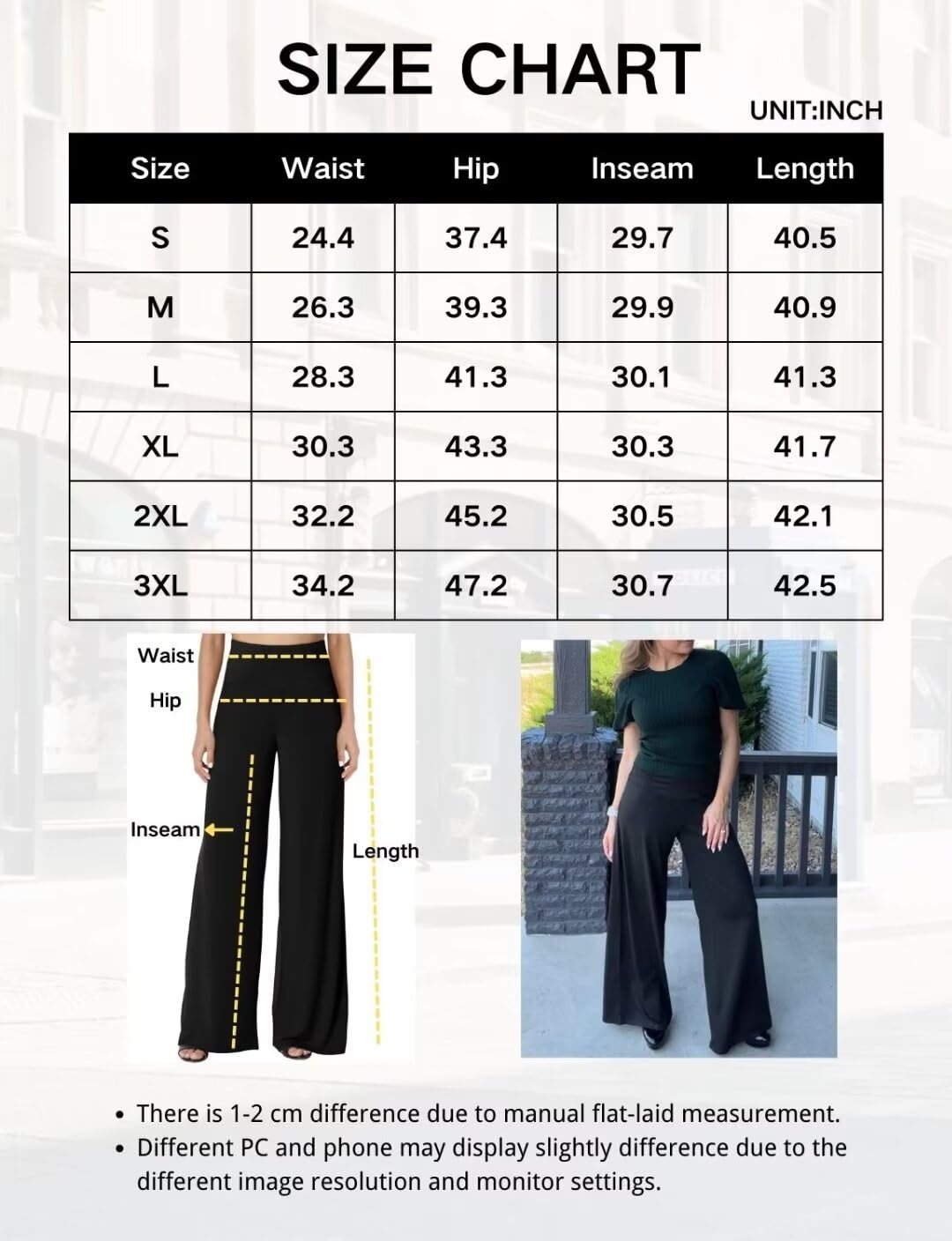 JZC Women's Palazzo Lounge Pants Stretchy 2025 Wide Leg Casual Pants Comfy High Waist Flowy Pants Black Small