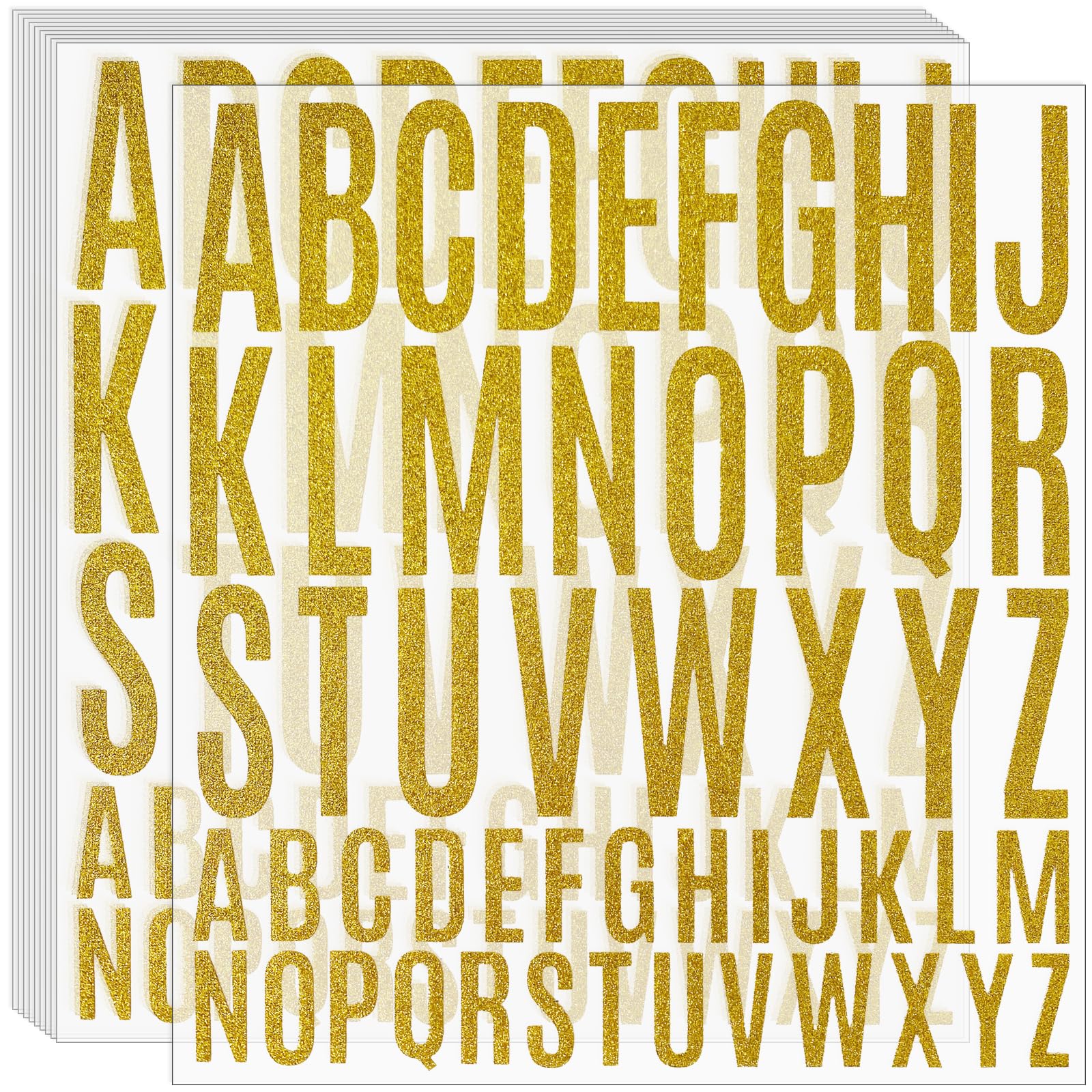 Waynoda 10 Sheet 520 Pieces Self Adhesive Glitter Letters Stick on Letters Capital Letter Stickers Alphabet Sticker Letter for Classroom Decor, Office, Business (Gold, 1 Inch, 2 Inch)