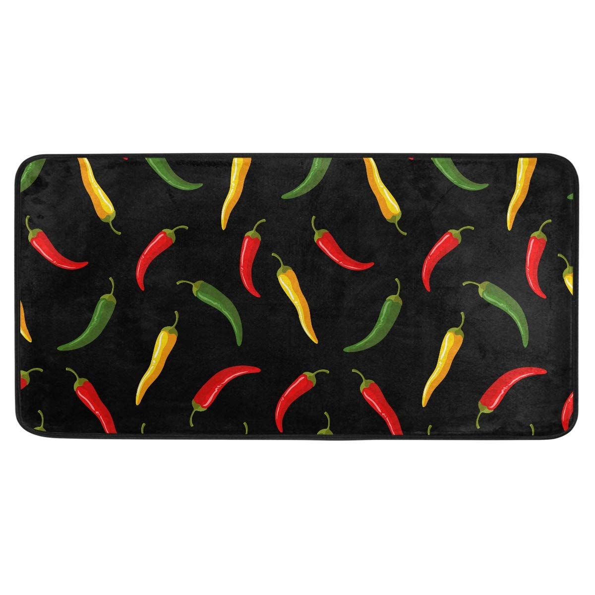 Red Green Yellow Chili Pepper Kitchen Floor Mat Non Slip Kitchen Rugs Cushioned Comfort Standing Mat Area Rugs Indoor Outdoor Entry Rug Floor Carpet for Home 24x16 in