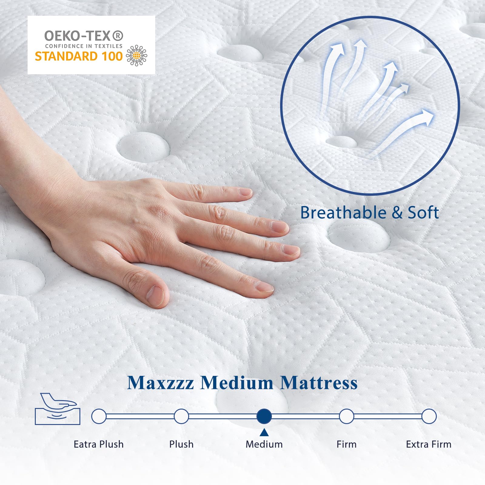 Maxzzz Full Size Mattress, 12 Inch Full Hybrid Mattress in A Box Pressure Relief & Supportive, Cooling Memory Foam & Individually Pocket Coils for Motion Isolation, Luxury Mattress