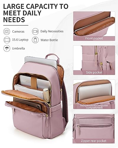 Laptop Backpack Women Teacher Backpack Work Computer Backpack with Laptop Compartment College Waterproof Anti Theft Backpack Casual Daypack Business Travel Backpack for Women Carry On Bag Pink