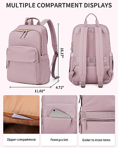 Laptop Backpack Women Teacher Backpack Work Computer Backpack with Laptop Compartment College Waterproof Anti Theft Backpack Casual Daypack Business Travel Backpack for Women Carry On Bag Pink