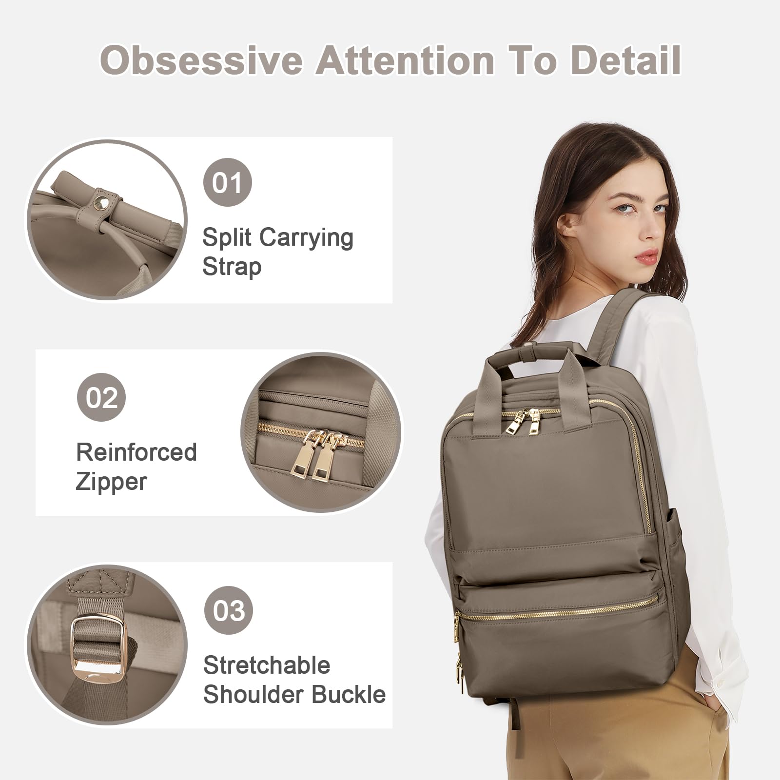 suratio Travel Backpack Carry On Flight Approved Small Travel Backpack For Women Carry On Backpack Personal Item Travel Bag Laptop Teacher Backpack Work Backpack For Traveling On Airplane Dark Brown
