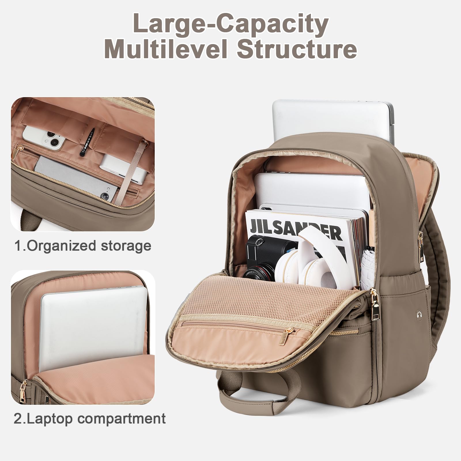 suratio Travel Backpack Carry On Flight Approved Small Travel Backpack For Women Carry On Backpack Personal Item Travel Bag Laptop Teacher Backpack Work Backpack For Traveling On Airplane Dark Brown