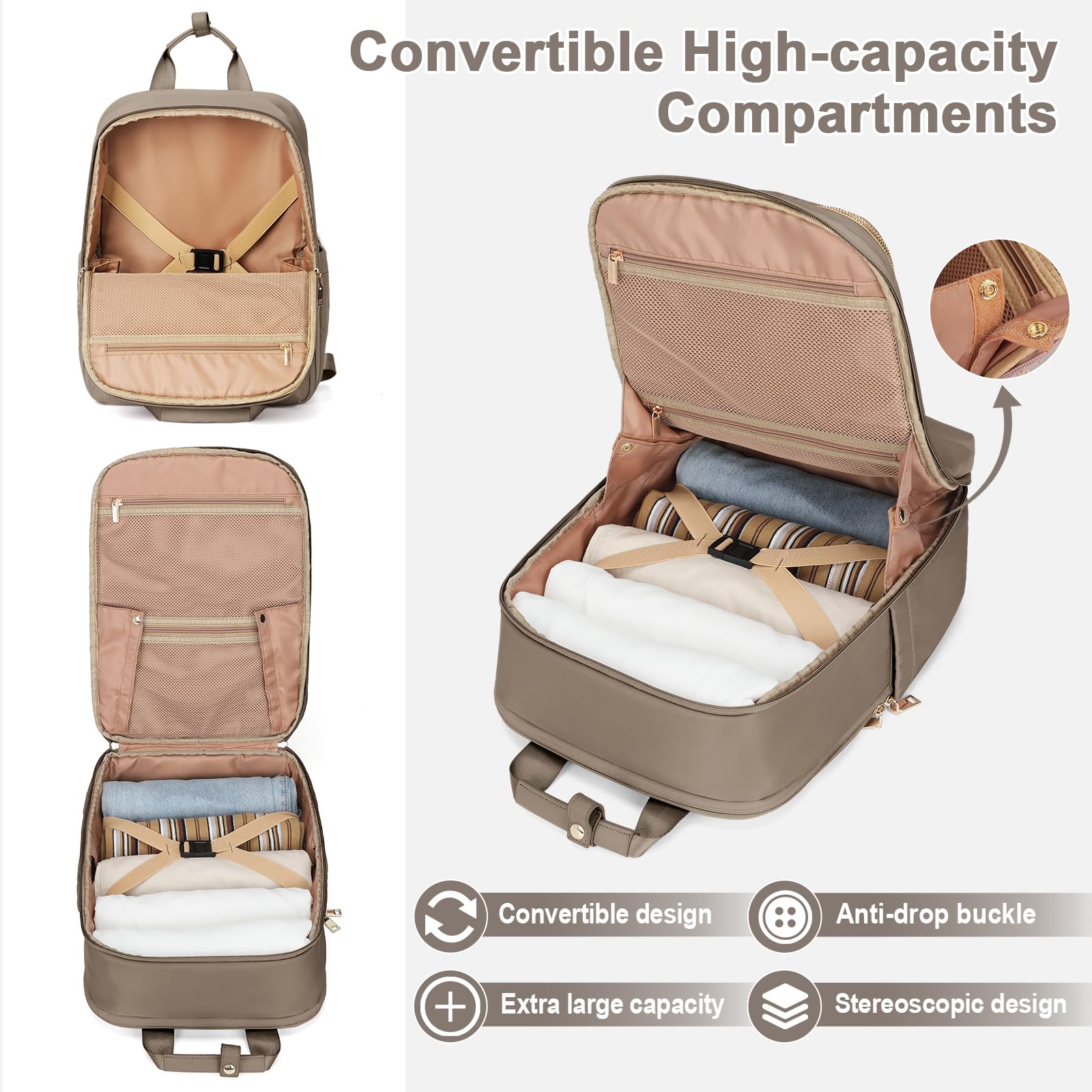 suratio Travel Backpack Carry On Flight Approved Small Travel Backpack For Women Carry On Backpack Personal Item Travel Bag Laptop Teacher Backpack Work Backpack For Traveling On Airplane Dark Brown