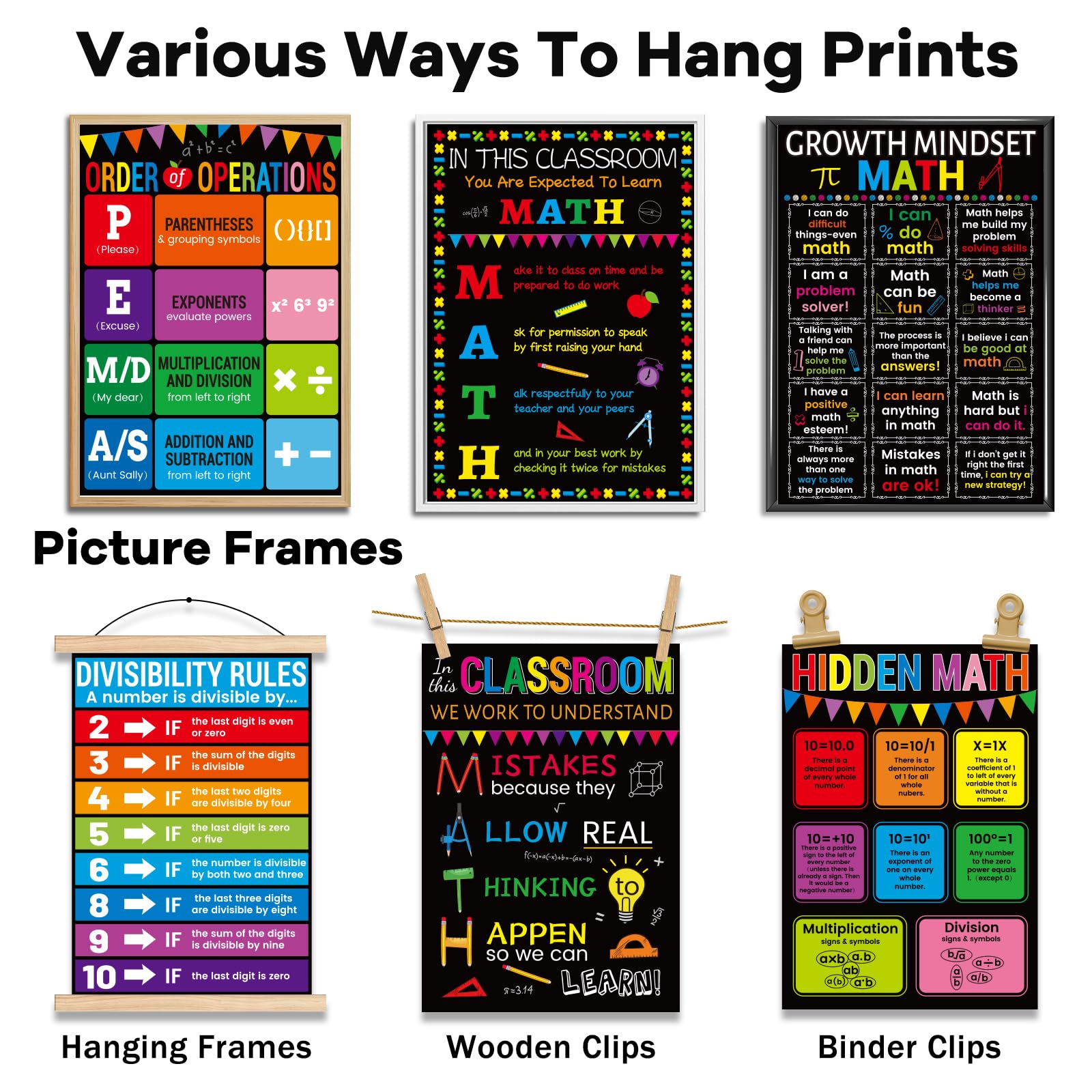 gisgfim 8 Pcs Math Posters Math Teacher Bulletin Board Posters Math Classroom Decorations For Elementary School Middle School High School Mathematics Education Banner Math Classroom Signs Must Haves