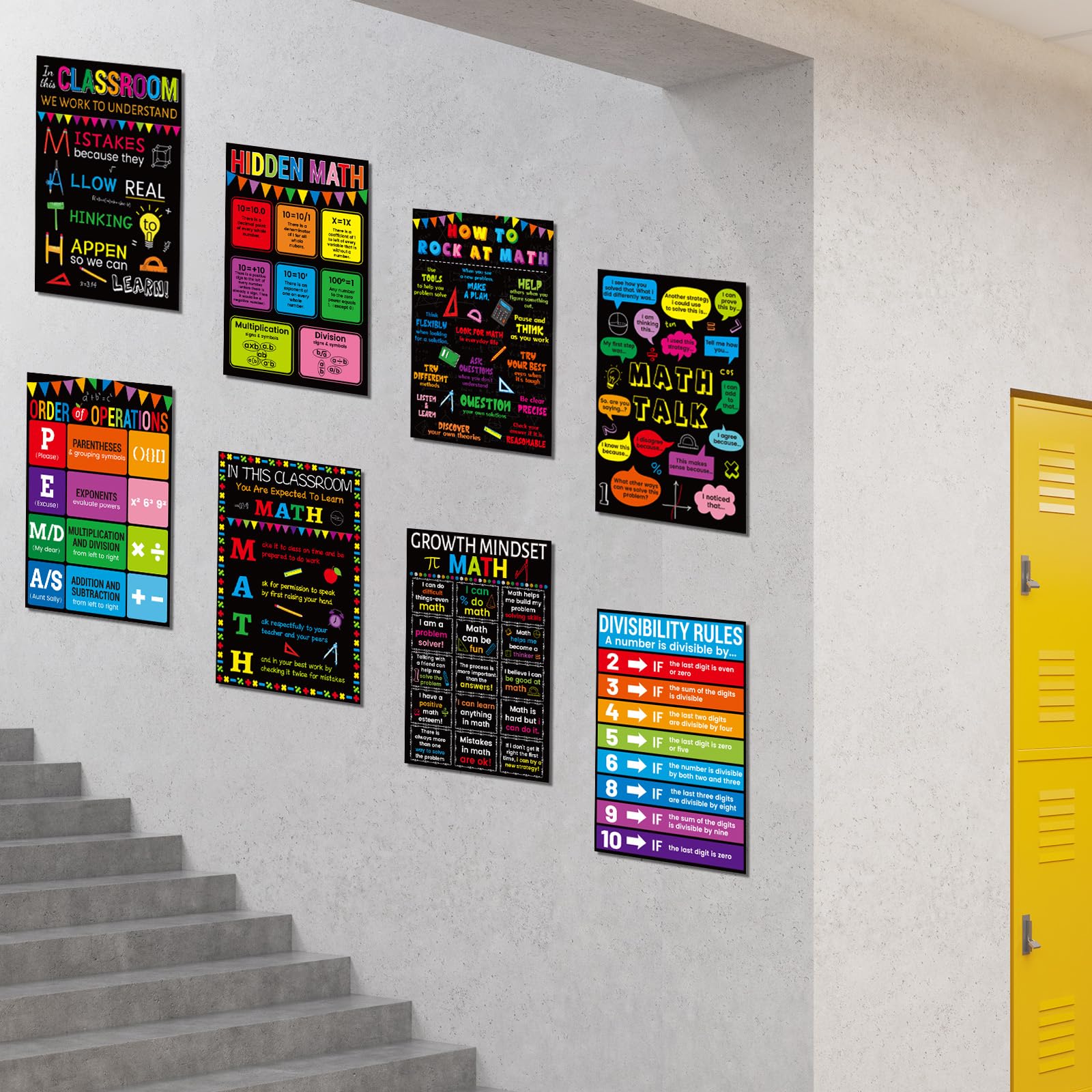 gisgfim 8 Pcs Math Posters Math Teacher Bulletin Board Posters Math Classroom Decorations For Elementary School Middle School High School Mathematics Education Banner Math Classroom Signs Must Haves