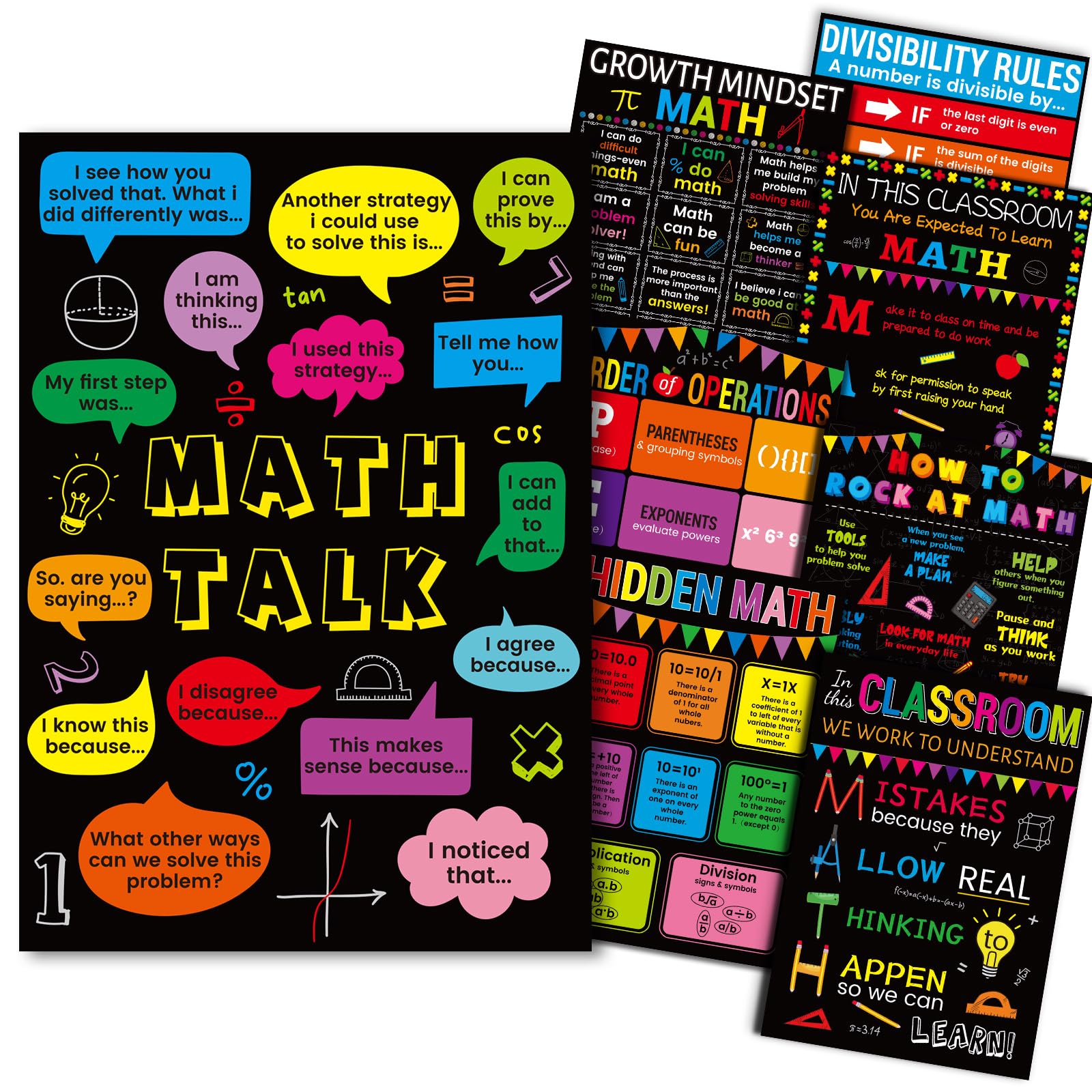 gisgfim 8 Pcs Math Posters Math Teacher Bulletin Board Posters Math Classroom Decorations For Elementary School Middle School High School Mathematics Education Banner Math Classroom Signs Must Haves