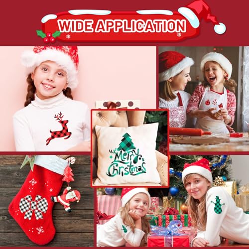 HTVRONT Christmas HTV Buffalo Plaid HTV Vinyl - 13 Sheets Heat Transfer Vinyl Leopard HTV - Plaid Iron on Vinyl for Cameo,Easy to Cut & Weed for Heat Vinyl Design