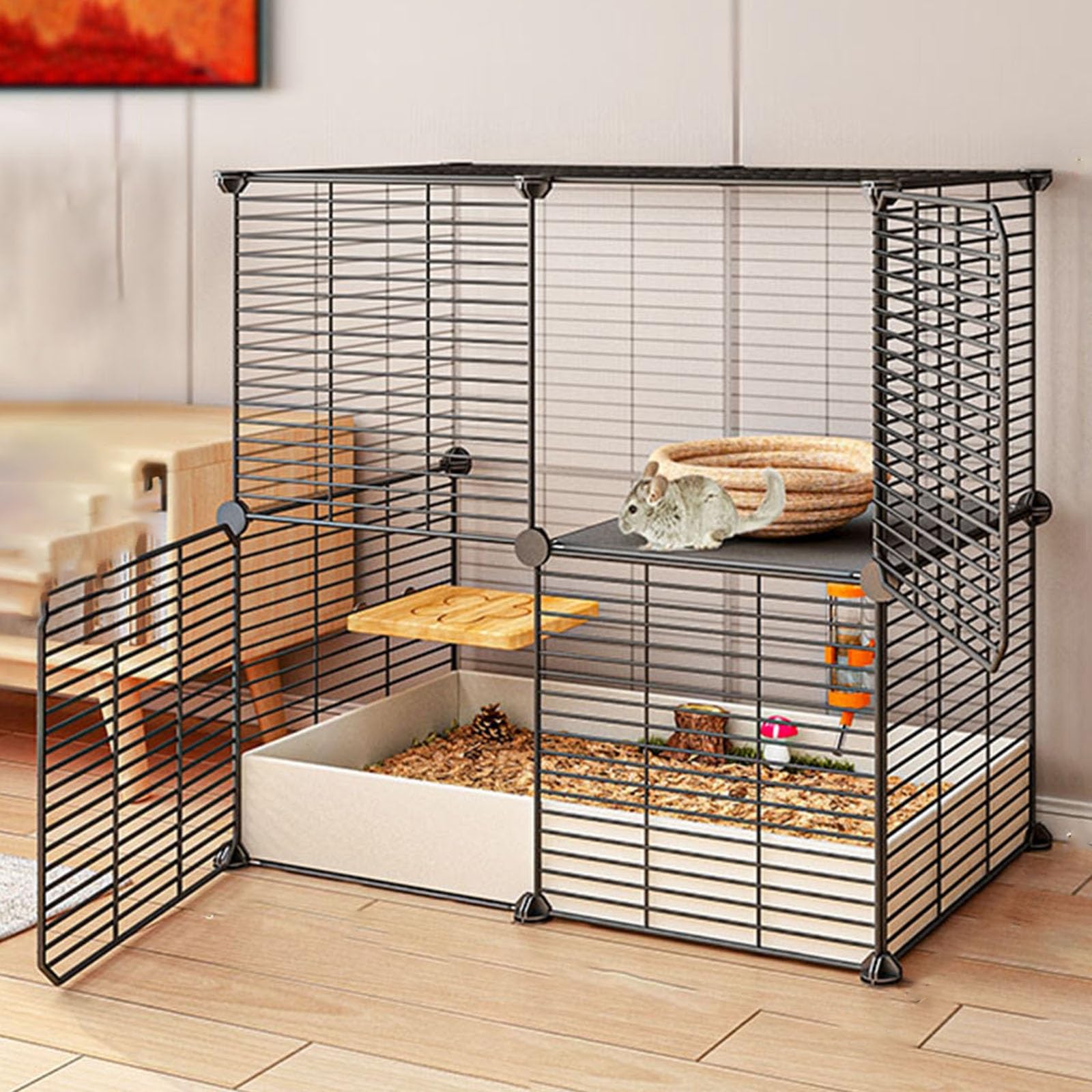 Rat Cage, Guinea Pig Cages, Chinchilla Cage Pet Cages Small Animal Playpen for Indoor Outdoor Use, Expandable Small Animal Playpen Indoor Rabbit Hedgehog Chinchilla Cage Diy Metal Grids ( Size : 5pcs-