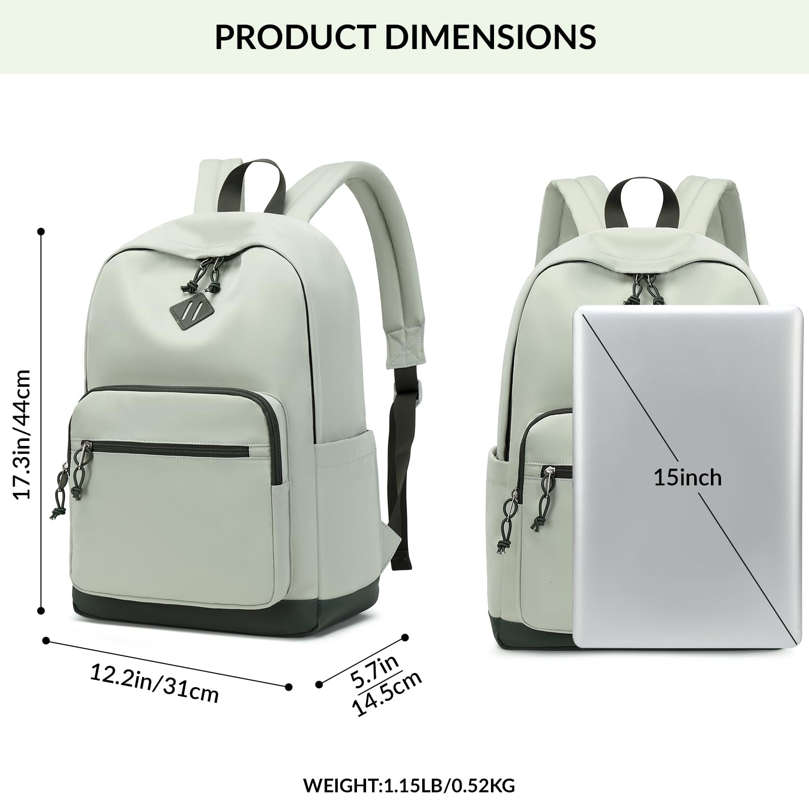 Lohol Classic Backpack for Girls Boys Teens, Lightweight Daypacks for School and Travel (Green)