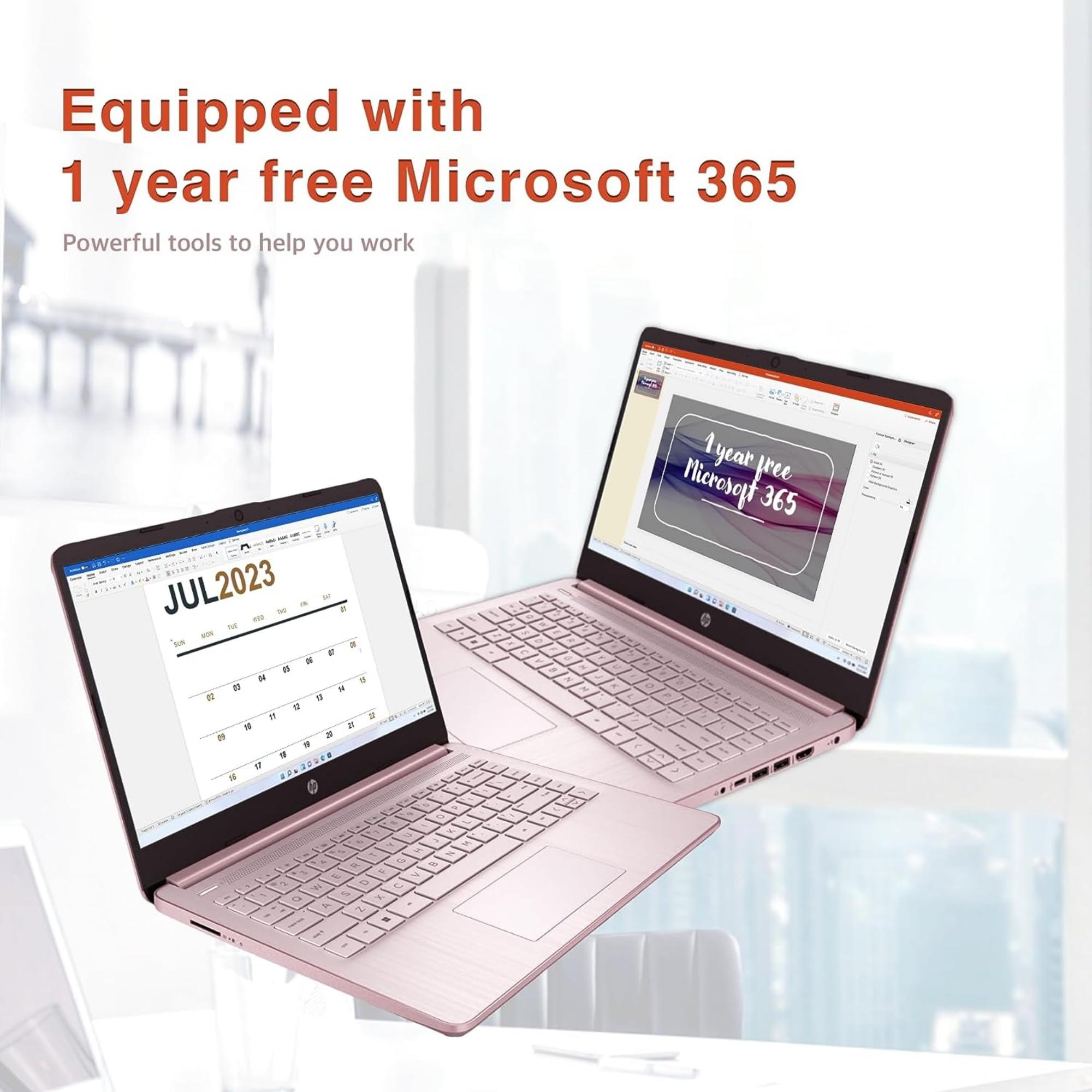 hp Stream Laptop, 14" HD Display, Intel Celeron N4020 Processor, 16GB Memory, 320GB Storage (64GB eMMC + 256GB USB), 1-Year Office 365, Webcam, HDMI, Wi-Fi, USB-C, Windows 11 Home, Pink, JVQ MP
