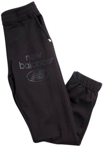 New Balance Boys' Sweatsuit Set - 2 Piece Fleece Pullover Hoodie Sweatshirt and Sweatpants (2T-20), Size 8, Black