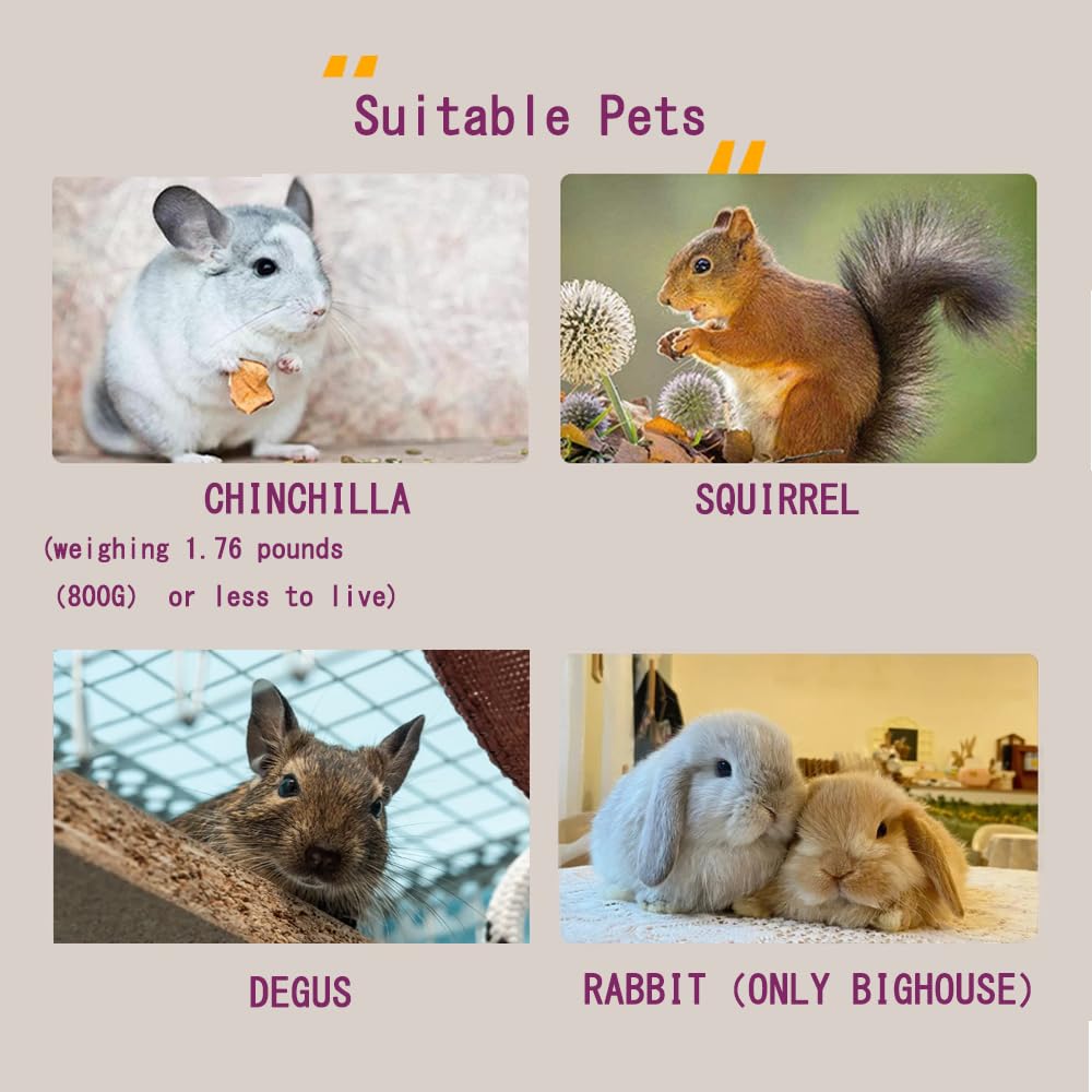 Chinchilla House Pet House Chinchilla Hideout Natural Wooden No Paint Wooden peg Safe Durable Teeth Grinding (TWOSTORY)