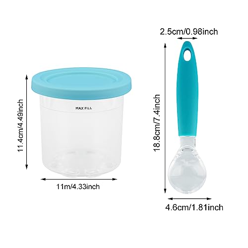 Ice Cream Pint Container, Ice Cream Pints Cup with Lids Replacements for Ninja Creami Pints, Ice Cream Pints Kitchen Accessories for NC301 NC300 NC299AM Series Ice Cream Maker (Multicolor)