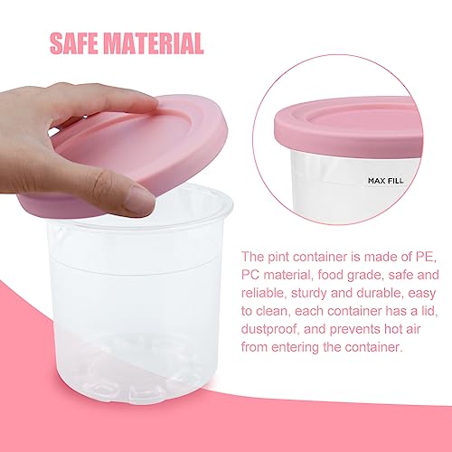 Ice Cream Pint Container, Ice Cream Pints Cup with Lids Replacements for Ninja Creami Pints, Ice Cream Pints Kitchen Accessories for NC301 NC300 NC299AM Series Ice Cream Maker (Multicolor)