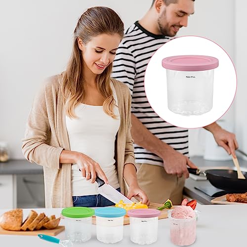Ice Cream Pint Container, Ice Cream Pints Cup with Lids Replacements for Ninja Creami Pints, Ice Cream Pints Kitchen Accessories for NC301 NC300 NC299AM Series Ice Cream Maker (Multicolor)