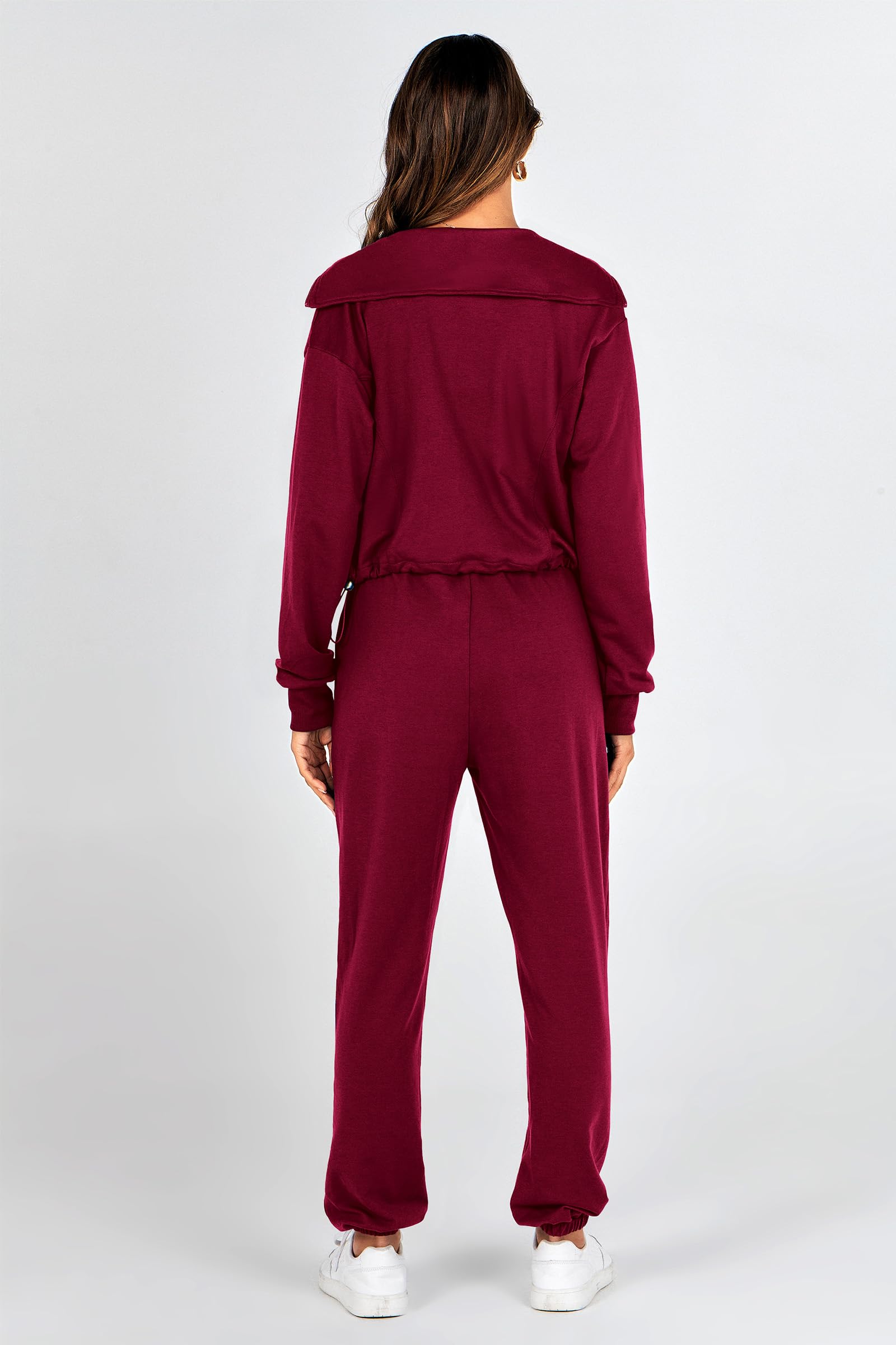 PRETTYGARDEN Women's 2 Piece Tracksuit Outfits Long Sleeve Zip Up Sweatshirt Drawstring Sweatpants Lounge Set (Wine Red,X-Large)