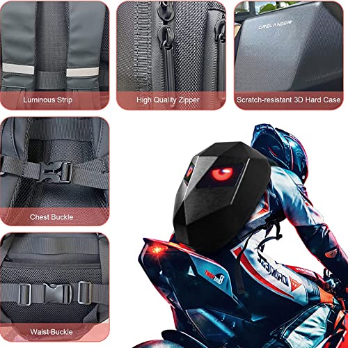 NICSY LED Rider Backpack, Laptop Bag Motorcycle Riding Backpack, Hard Shell Travel Bag, Waterproof Backpack. (Color : Black, Size : 36 * 18 * 48cm)