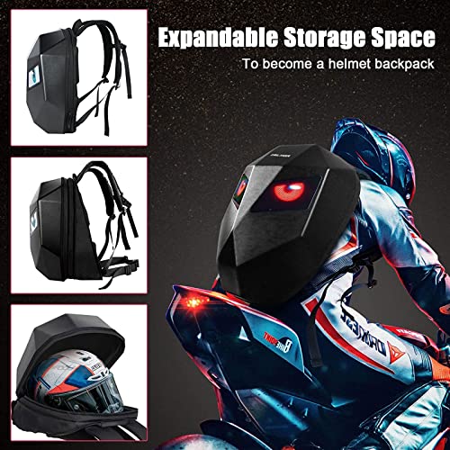 NICSY LED Rider Backpack, Laptop Bag Motorcycle Riding Backpack, Hard Shell Travel Bag, Waterproof Backpack. (Color : Black, Size : 36 * 18 * 48cm)