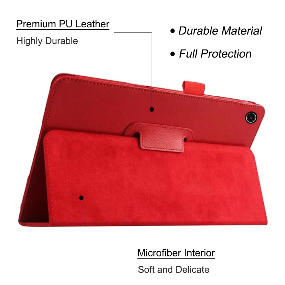 EKVINOR Case for Samsung Galaxy Tab A8 10.5 Inch 2022 Release (Model SM-X200/X205/X207), Folio Stand Cover Protective Case for Galaxy Tab A8 10.5” Tablet 2022 Model - Red