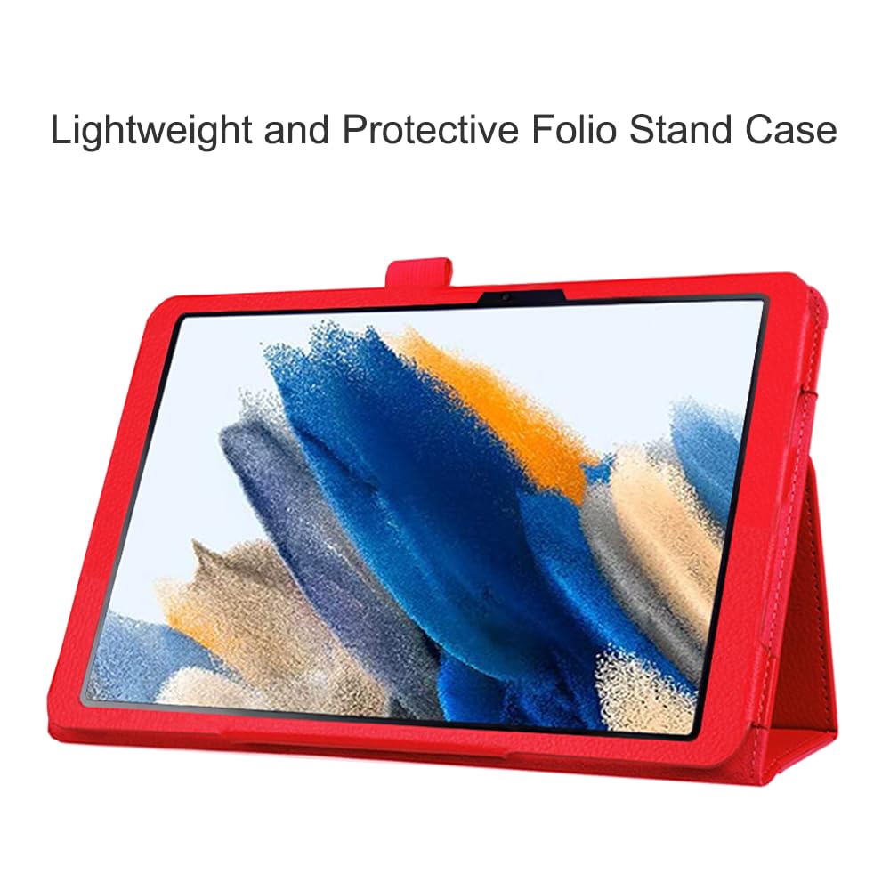EKVINOR Case for Samsung Galaxy Tab A8 10.5 Inch 2022 Release (Model SM-X200/X205/X207), Folio Stand Cover Protective Case for Galaxy Tab A8 10.5” Tablet 2022 Model - Red