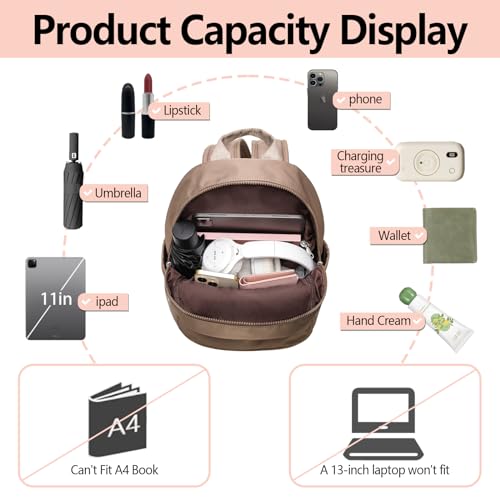 BLUEFATTY Mini Backpack Purses For Women Small Backpack Purse Ladies Fashion Small Daypacks Waterproof Back Pack For Girls（Mini Brown）