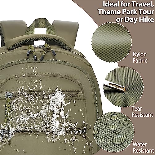 AUGUST 18 Casual Laptop Backpack, 14 inch Laptop Travel Backpack for Women, Water Resistant Casual Bag for Work Travel Commute, Army Green