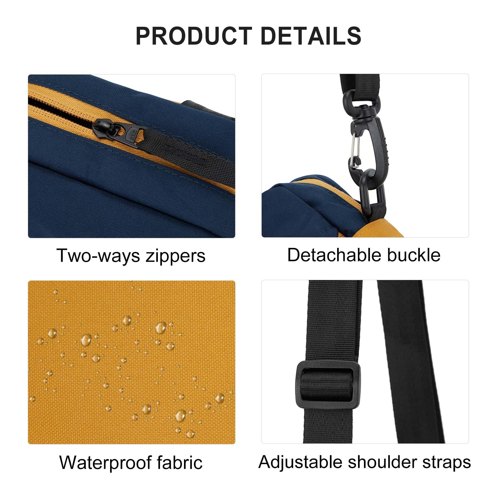 SEAFEW Yellow Crossbody Bag Small Shoulder Bag for Men Travel Wallet Passport Holder with Headphone Position, Mini Satchel for Daily Use