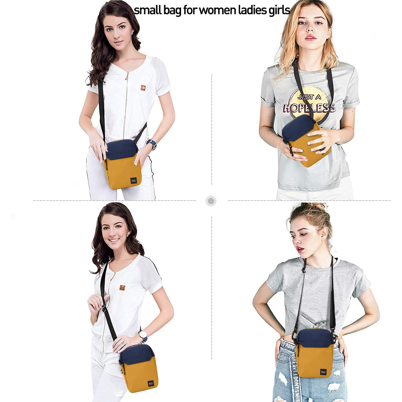 SEAFEW Yellow Crossbody Bag Small Shoulder Bag for Men Travel Wallet Passport Holder with Headphone Position, Mini Satchel for Daily Use