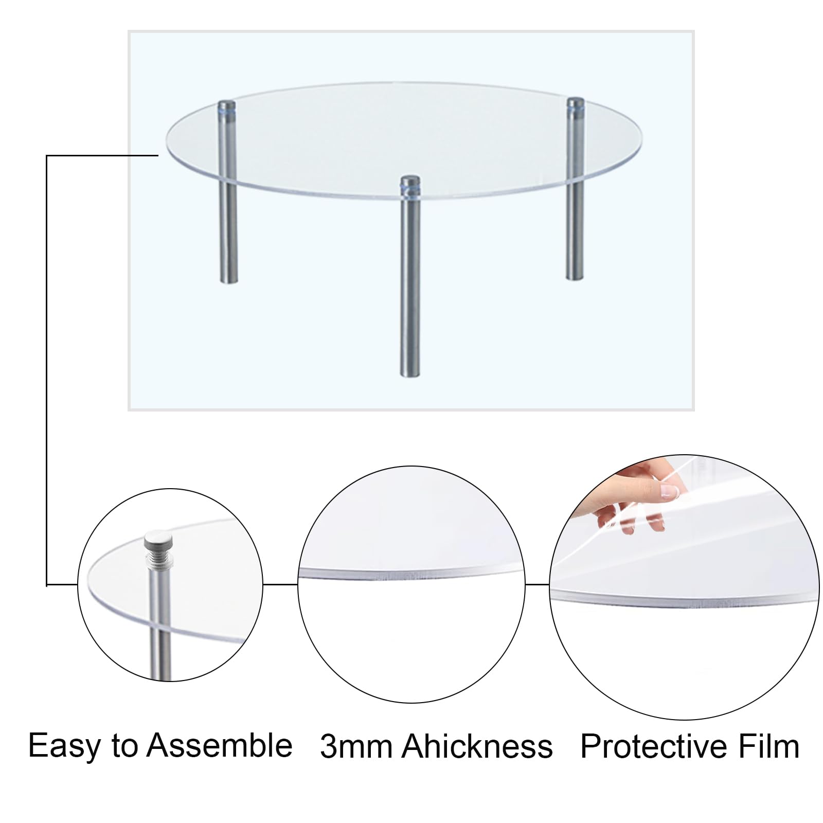 ALMOXVYE Set of 3 Clear Acrylic Cake Stand, Round Dessert Display Riser, Tiered Cupcake Display Stand for Bakery, Birthday, Wedding, Party, Baby Shower, Anniversary, Party Decor, Christmas