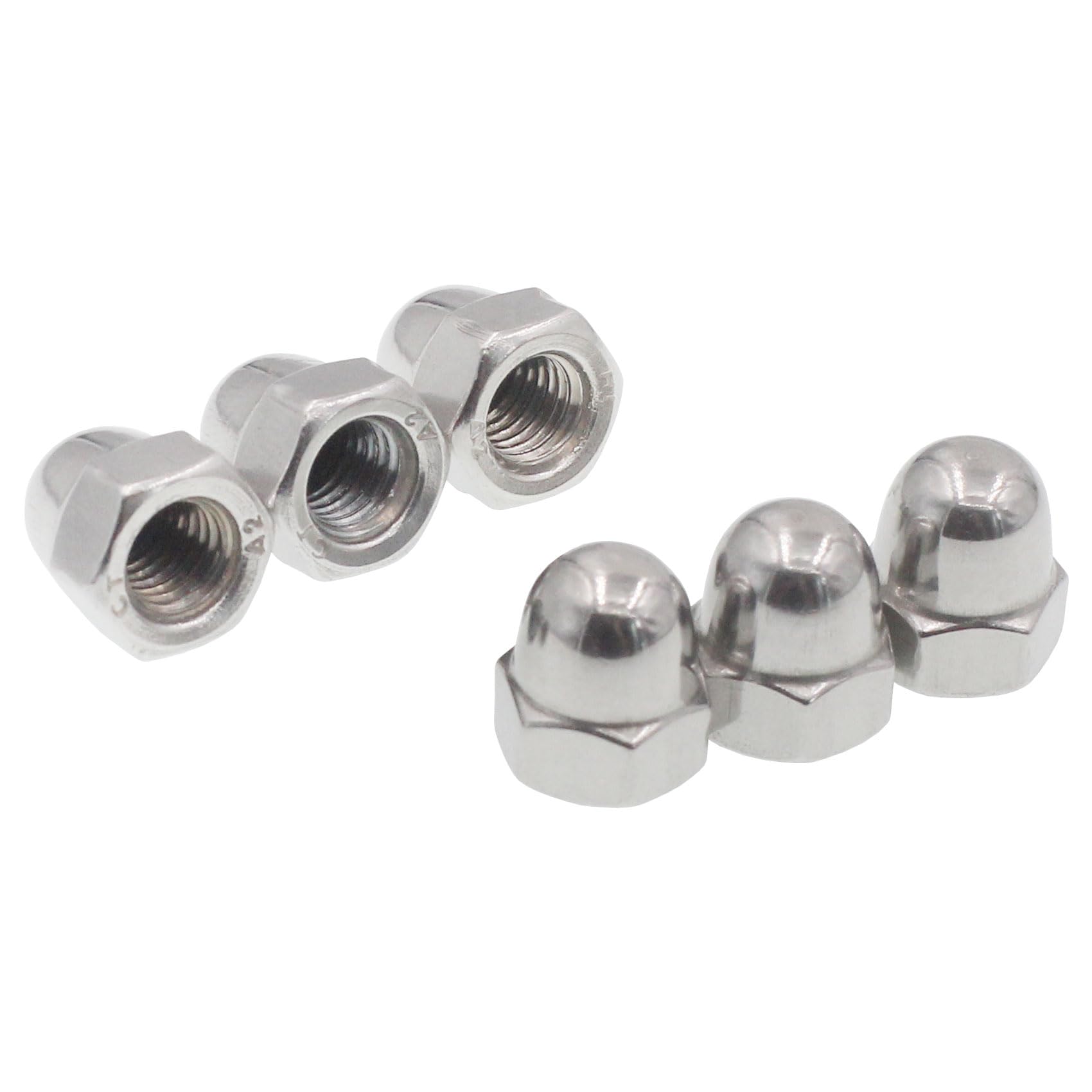 1/4-20 Acorn Cap Nuts, 50 pcs 304 Stainless Steel 18-8 Hardware Nuts, Bright Finish M6 Hex Nut