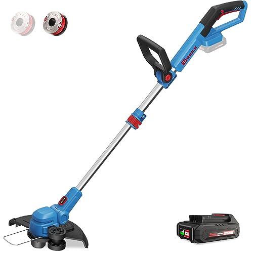 String Trimmer/Edger, Enhulk 20V 12'' Cordless Weed Wacker with Auto-Feed, 2.0Ah Electric Weed Eater, 2 in 1 Grass Edger for Lawns/Yard(Fast Charger Included)