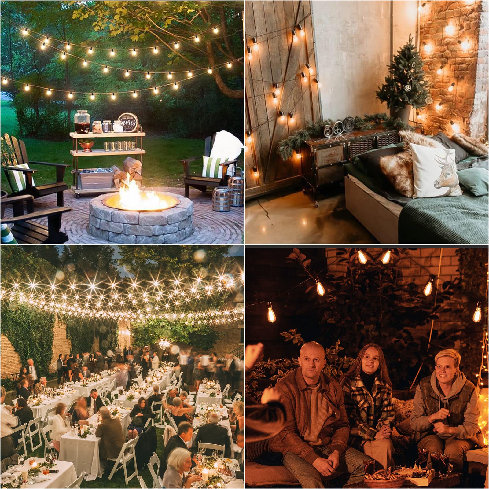 OOOLED Solar String Lights Outdoor Waterproof 35FT with Shatterproof ST38 LED Bulbs, 2700K Solar Lights with Remote, Solar String Lights for Outside, Camping, Yard