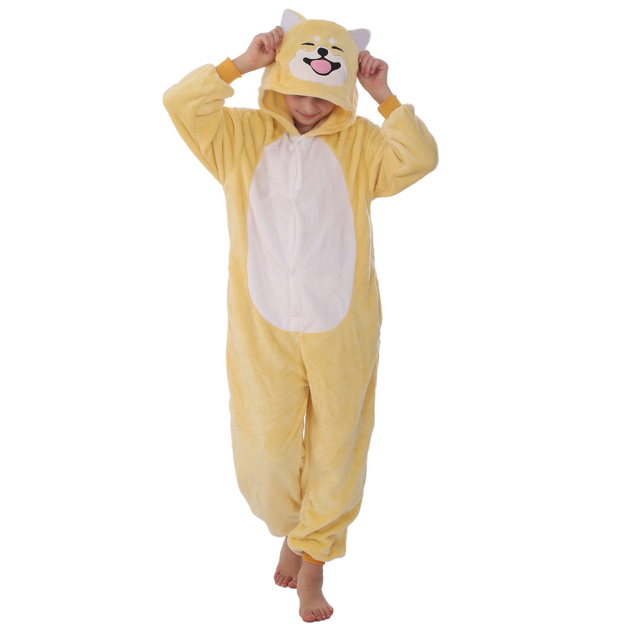 WOYASIM Flannel Costume Onesie Kids Halloween Easter Animal Cosplay for Girls Boys One Piece Shiba Inu 110