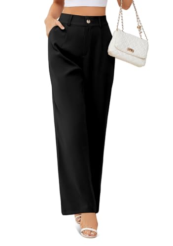 onlypuff Palazzo Pants for Women High Waisted Work Capris Wide Leg Trousers XL Black