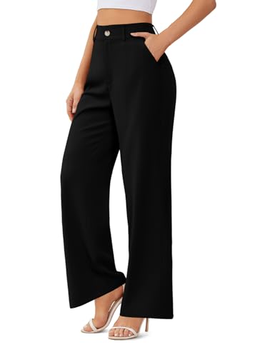 onlypuff Palazzo Pants for Women High Waisted Work Capris Wide Leg Trousers XL Black