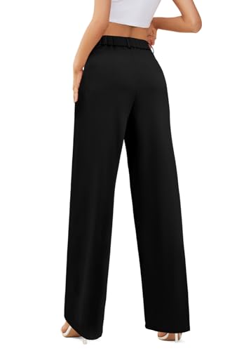 onlypuff Palazzo Pants for Women High Waisted Work Capris Wide Leg Trousers XL Black