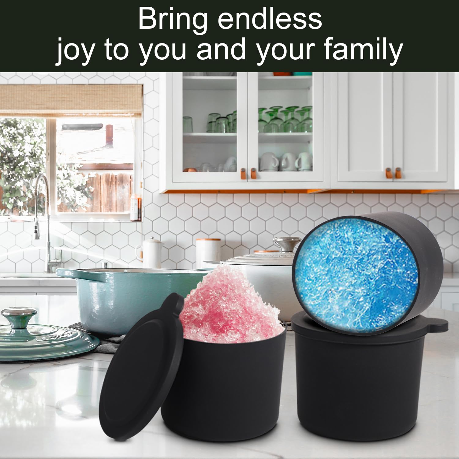 4PCS Ice Molds Replacement for Kitchenaid, Reusable Silicone Ice Molds with Lids Replacement Compatible with Ice Shaver Machine Accessories Easy to Clean