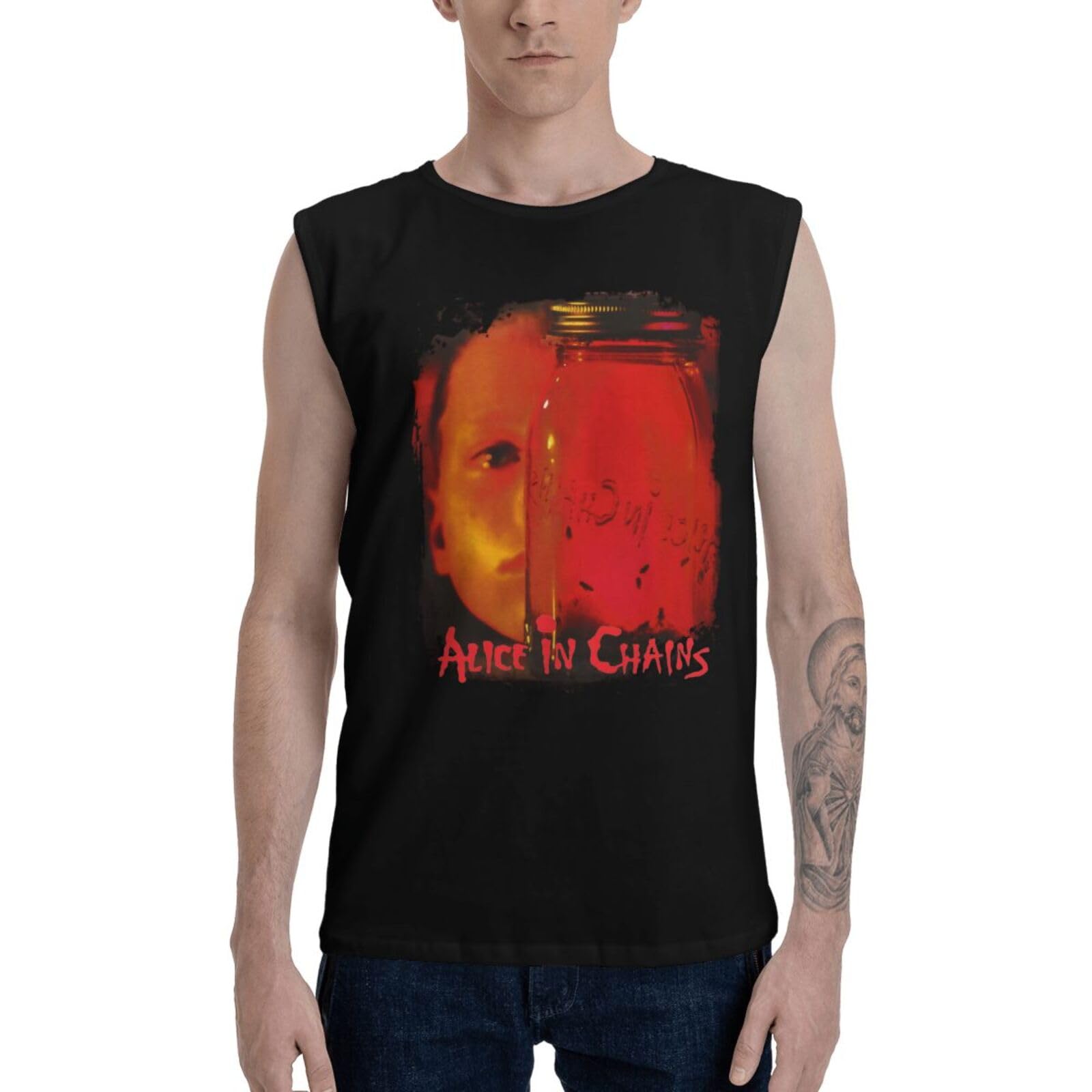 Mens American Rock Band Alice Music in Chains Tank Tops,Summer Muscle Quick Dry Crewneck Sleeveless Shirt,Graphic Undershirts Vest for Men Gym Training Black XX-Large Tank Top