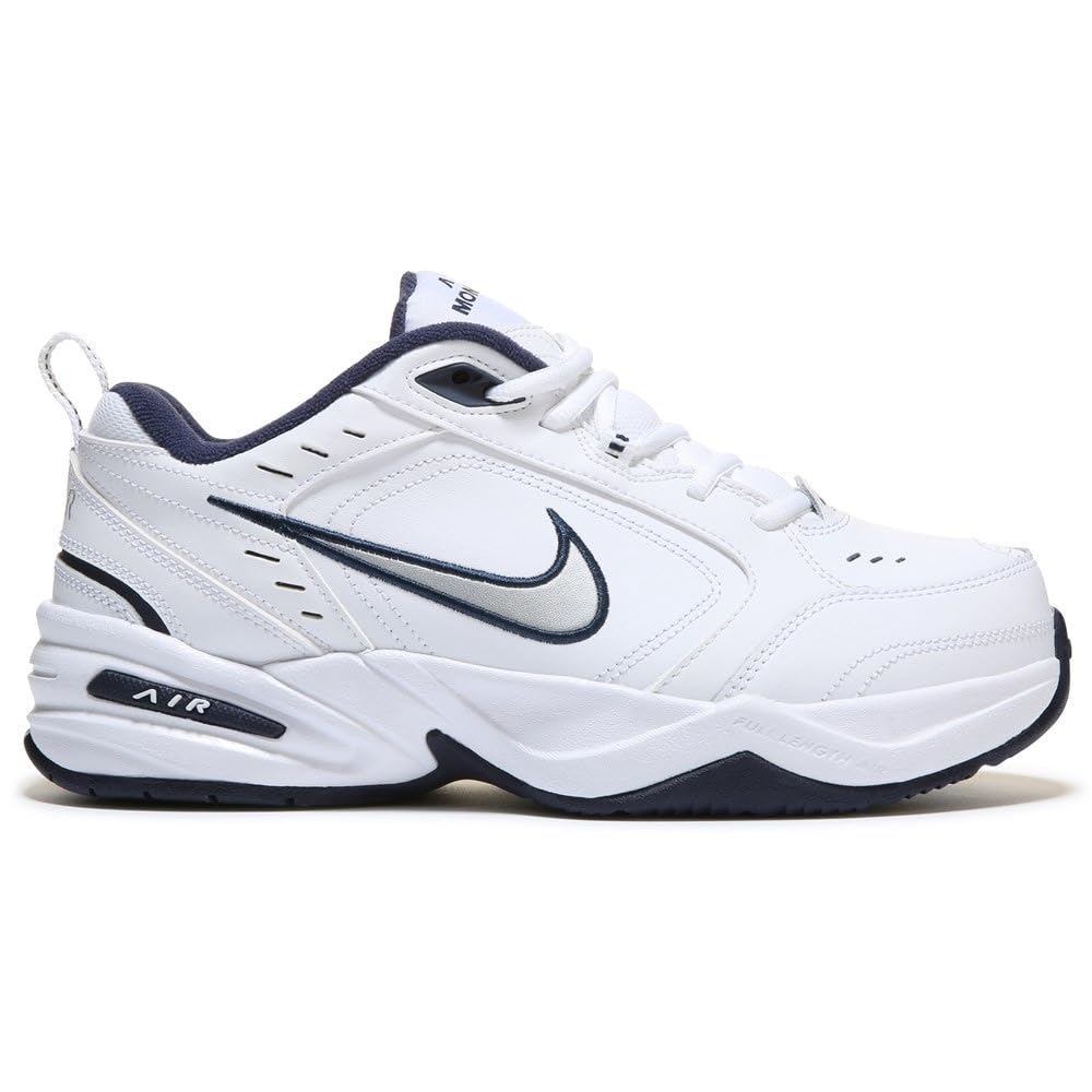 Nike Men's Walking, White Metallic Silver Navy Blue, 9
