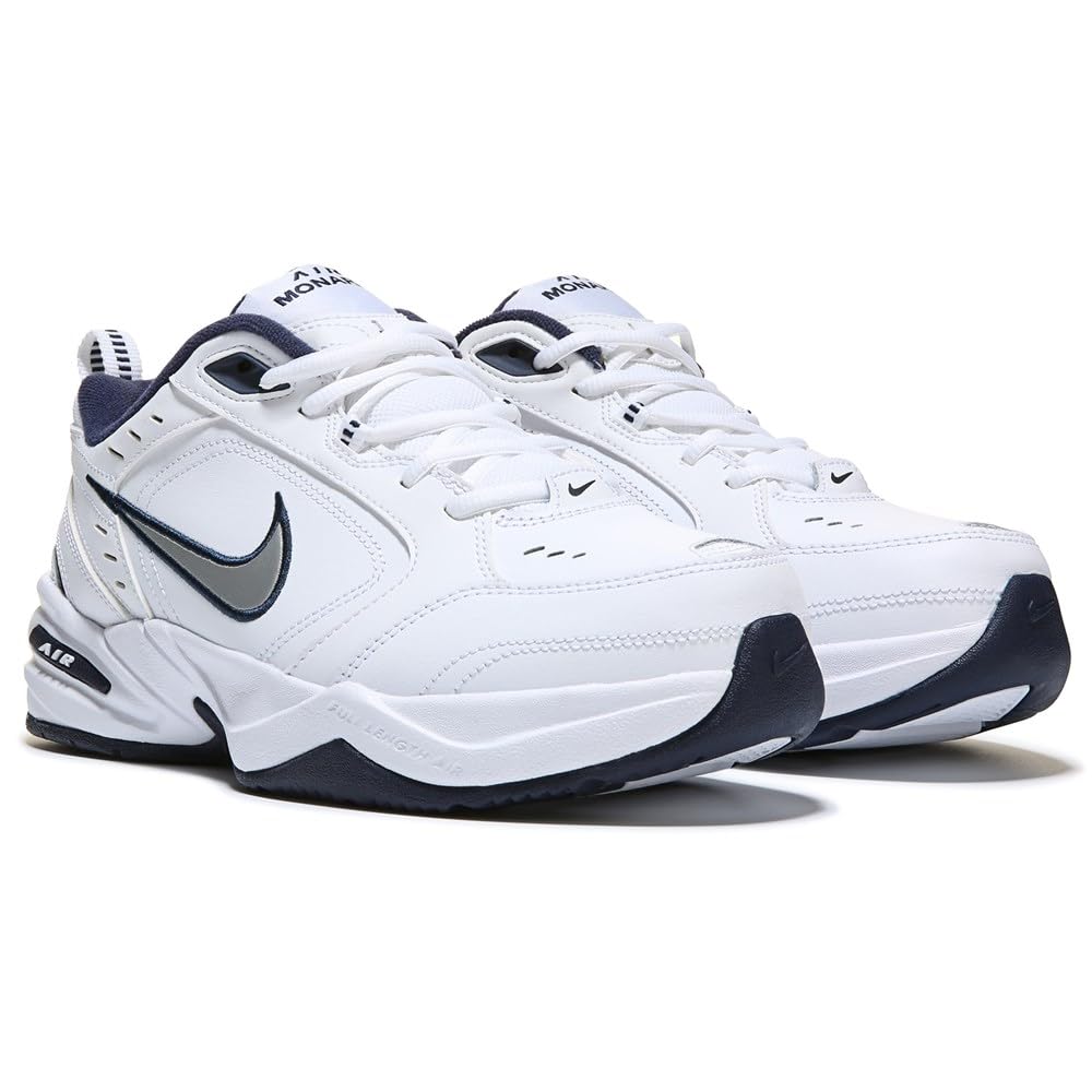 Nike Men's Walking, White Metallic Silver Navy Blue, 9