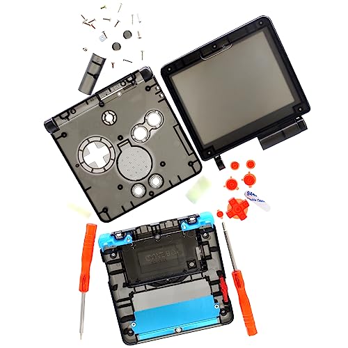 Deal4GO Semi Transparent Full Housing Shell Case kit w/Buttons Screen Lens Replacement for Game Boy Advance SP GBA SP (Black)