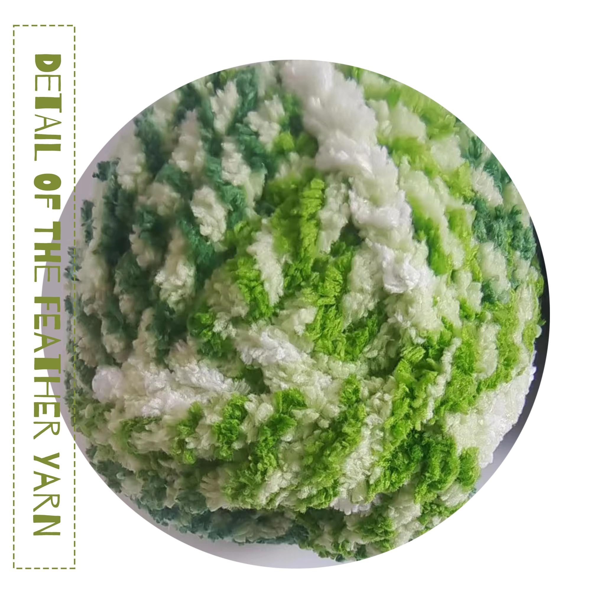 DDL&HEXI Feather Yarn,Velvet,Multi-Color 3 skeins of 100g (3.53oz*3=10.5oz)-Polyester-(96 * 3=290 Yards) (05)