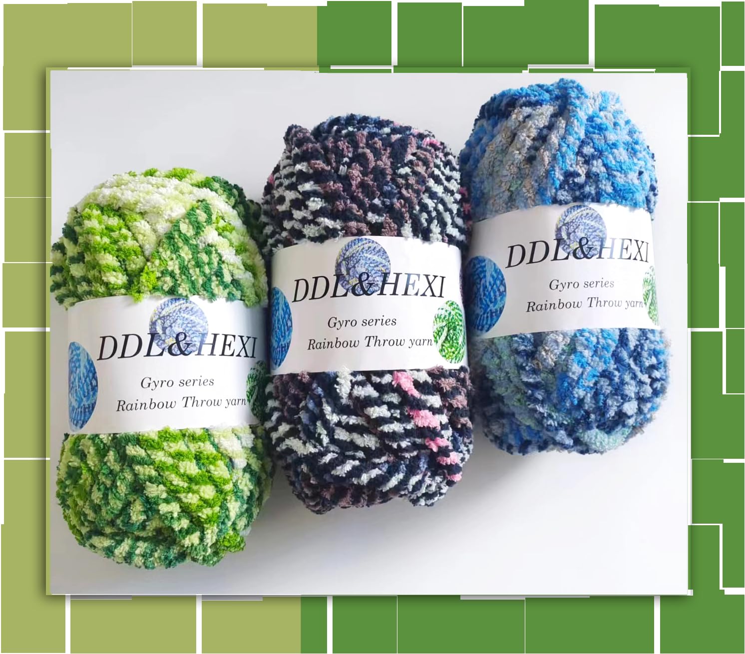 DDL&HEXI Feather Yarn,Velvet,Multi-Color 3 skeins of 100g (3.53oz*3=10.5oz)-Polyester-(96 * 3=290 Yards) (05)