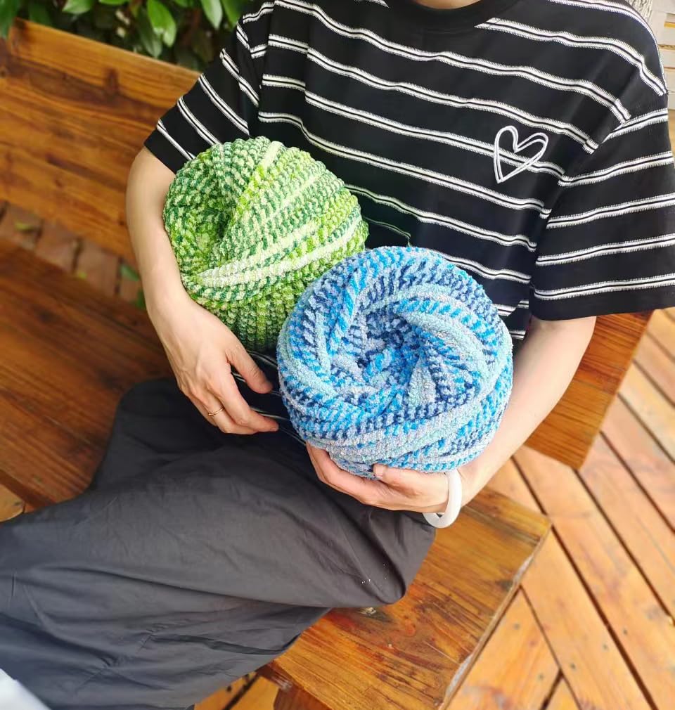 DDL&HEXI Feather Yarn,Velvet,Multi-Color 3 skeins of 100g (3.53oz*3=10.5oz)-Polyester-(96 * 3=290 Yards) (05)