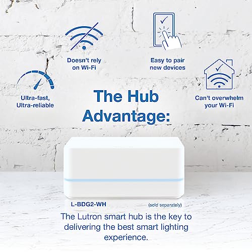 Lutron Diva Smart Dimmer Switch for Caseta Smart Lighting (Lutron Smart Hub Required), for LED Lights, 150 Watt, Single-Pole/3Way, No Neutral Required, DVRF-6LS-WH-2, White, 2 Pack