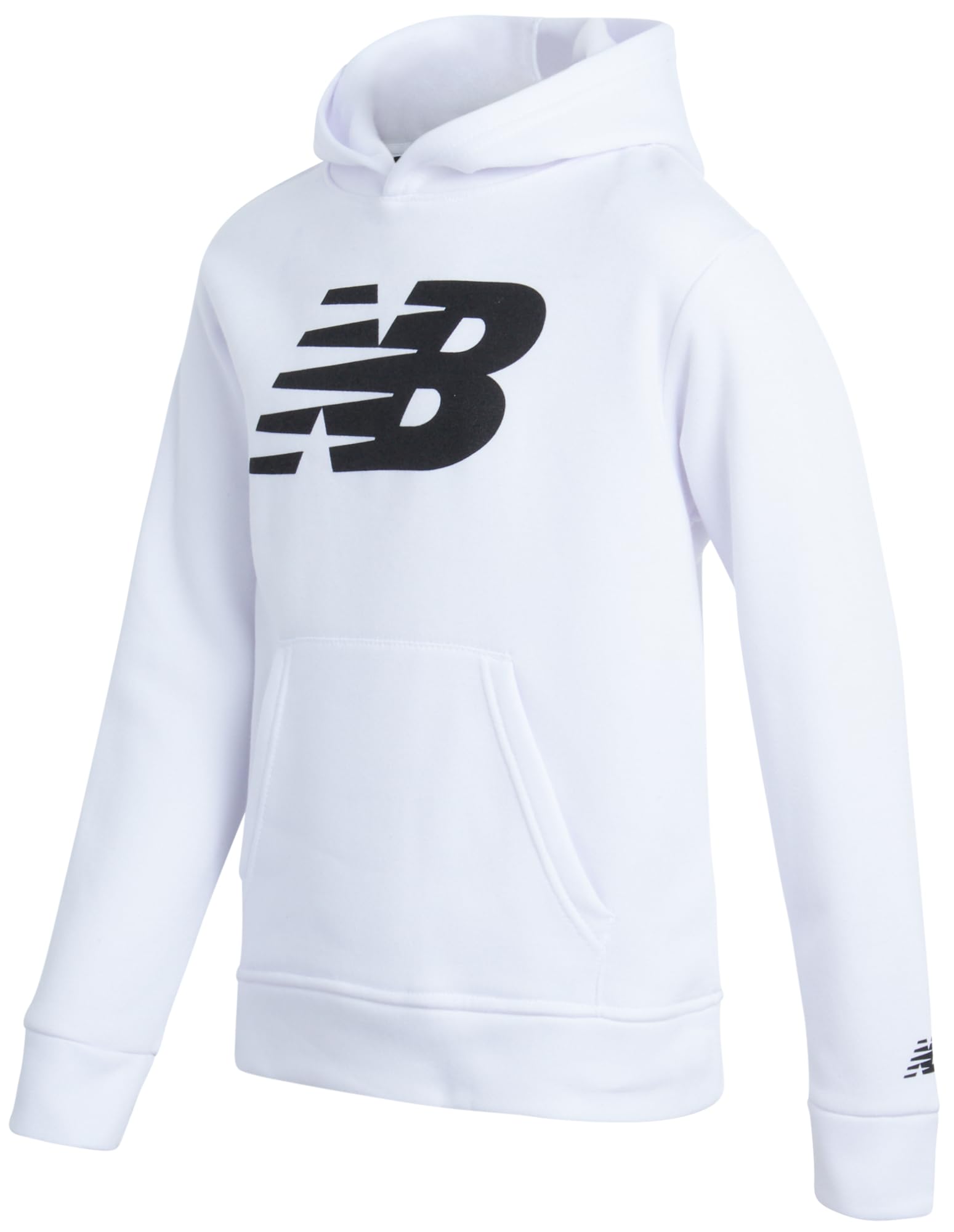 New Balance Boys' Sweatsuit Set - 3 Piece Short Sleeve T-Shirt, Fleece Hoodie Sweatshirt, and Sweatpants (8-12), Size 8, White Black