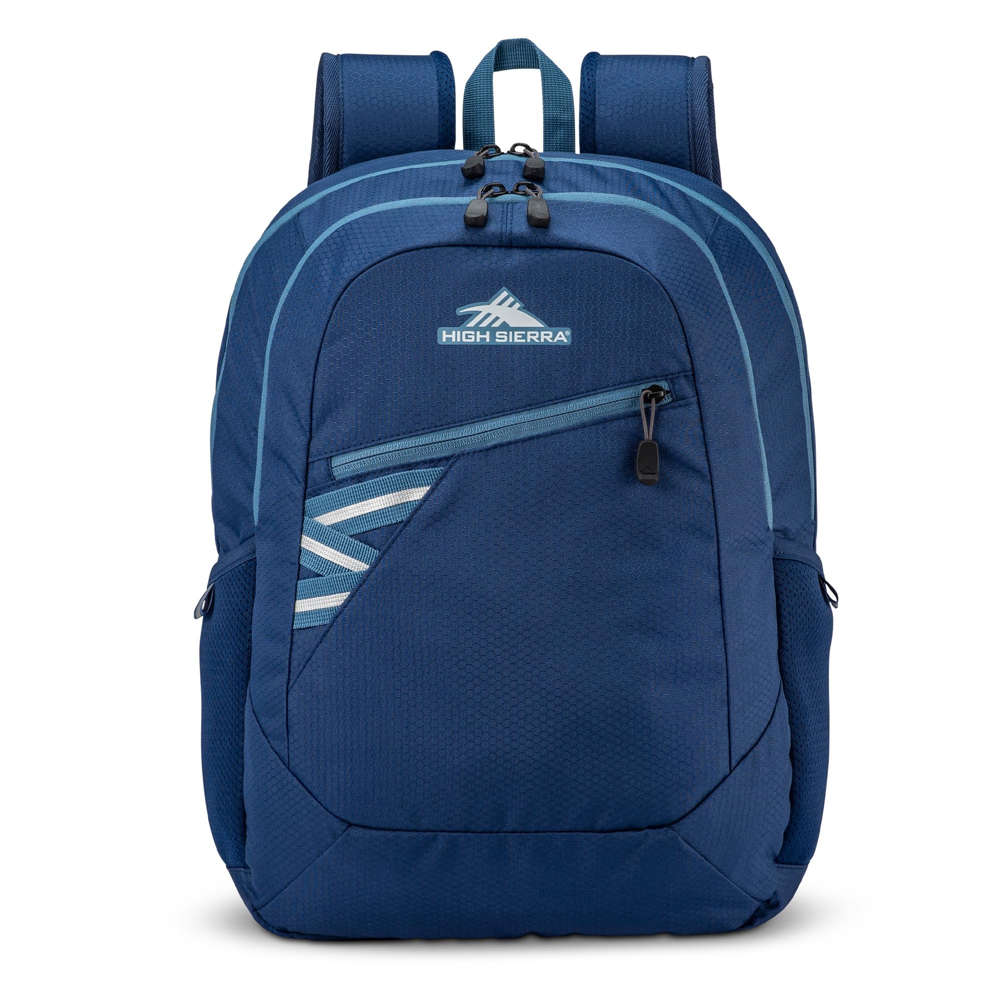 High Sierra Outburst 2.0 Carry-On Daypack Book Bag with Padded Laptop Tablet Sleeve, 360 Degree Reflectivity, Fits Most 15.6" Laptops, 28L, Graphite Blue/True Navy