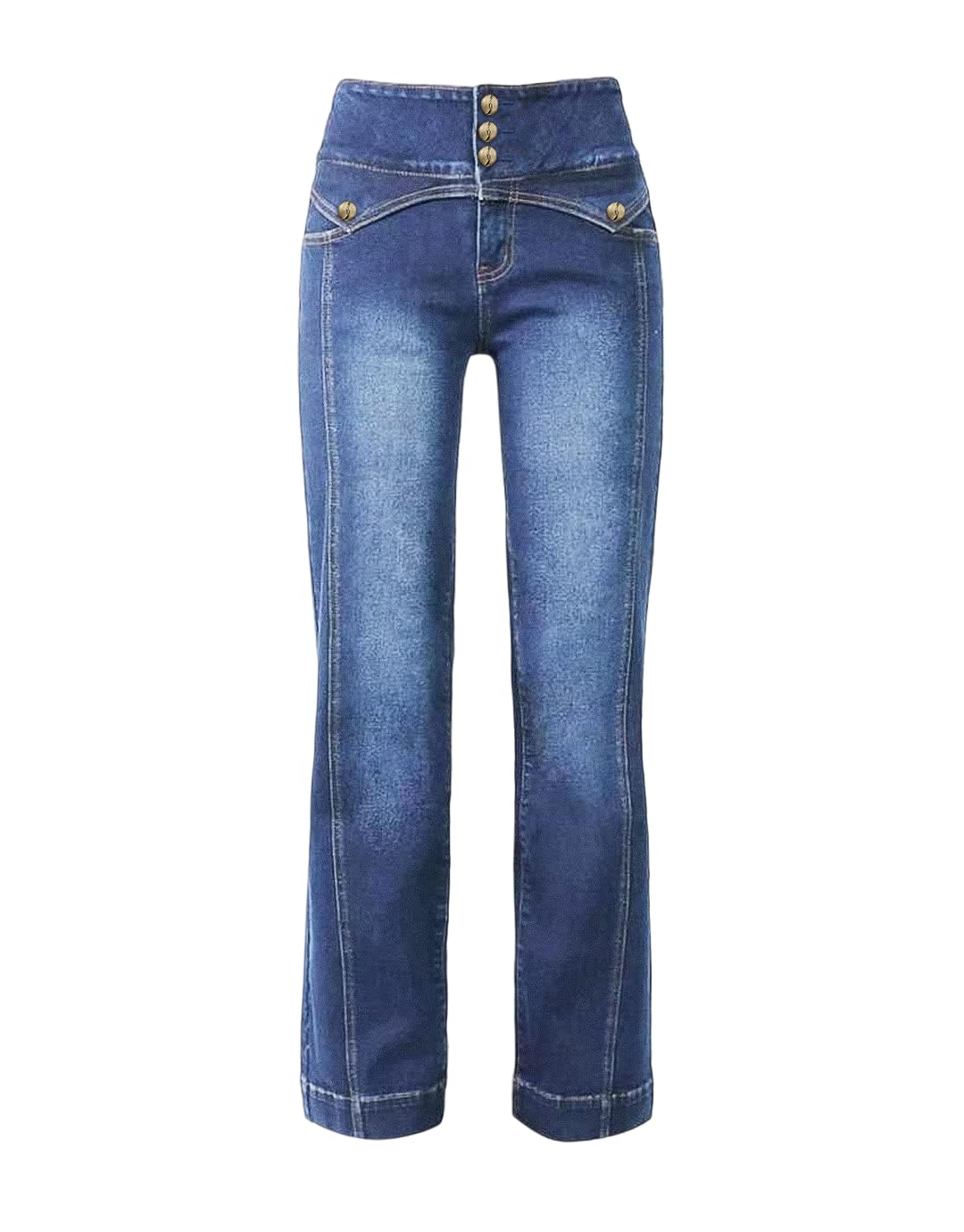 PLNOTME Women's High Waisted Straight Leg Jeans Loose Stretchy Trendy Denim Pants Blue